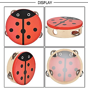 15cm Wood Handheld Tambourine Metal Jingles Hand Held Percussion Drum for Kids Dance Song Gifts(1#)