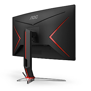 AOC CQ27G2 27" Super Curved Frameless Gaming Monitor QHD 2K, 1500R VA, 1ms, 144Hz, FreeSync, Height adjustable, 3-Yr Zero Dead Pixel, Black/Silver