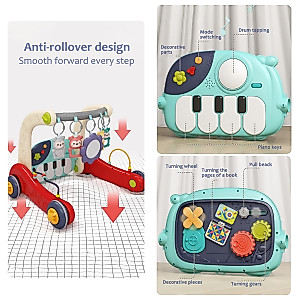 ATUTEN Baby Play Mat Baby Gym,Baby Learning Walker Kick and Play Piano Gym Activity Center mat with 5 Infant Learning Sensory Toys, Music and Lights-Infant Play mat for Infant Newborn Toddlers