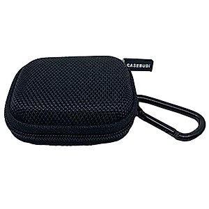 CASEBUDi Protective Form Fitting Case Compatible with Apple AirPods Pro | Key Ring and Carabineer Included | Use as Keychain | Ballistic Nylon with Impact Protection (Black)