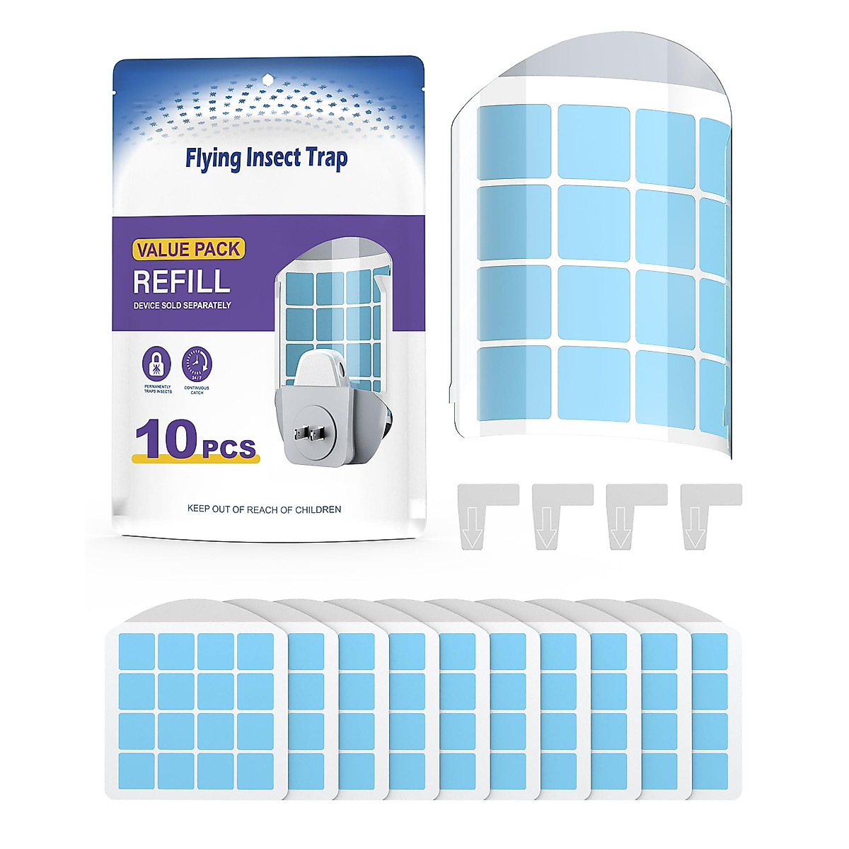 10 PCS Frameless Refill Cards Compatible with ZEVO Plug-in Light M364 and Max, 100% Fit Replacement Refill Cards Glue Cards