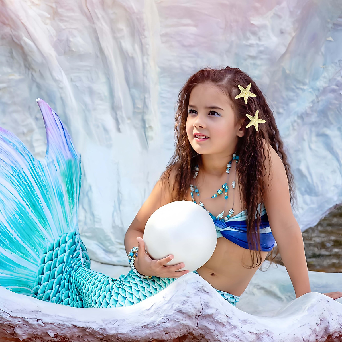 OBTANIM 2 Pcs Starfish Hair Clip Resin Beach Sea Star Hair Pins Mermaid Hair Clips Accessories for Women and Girls