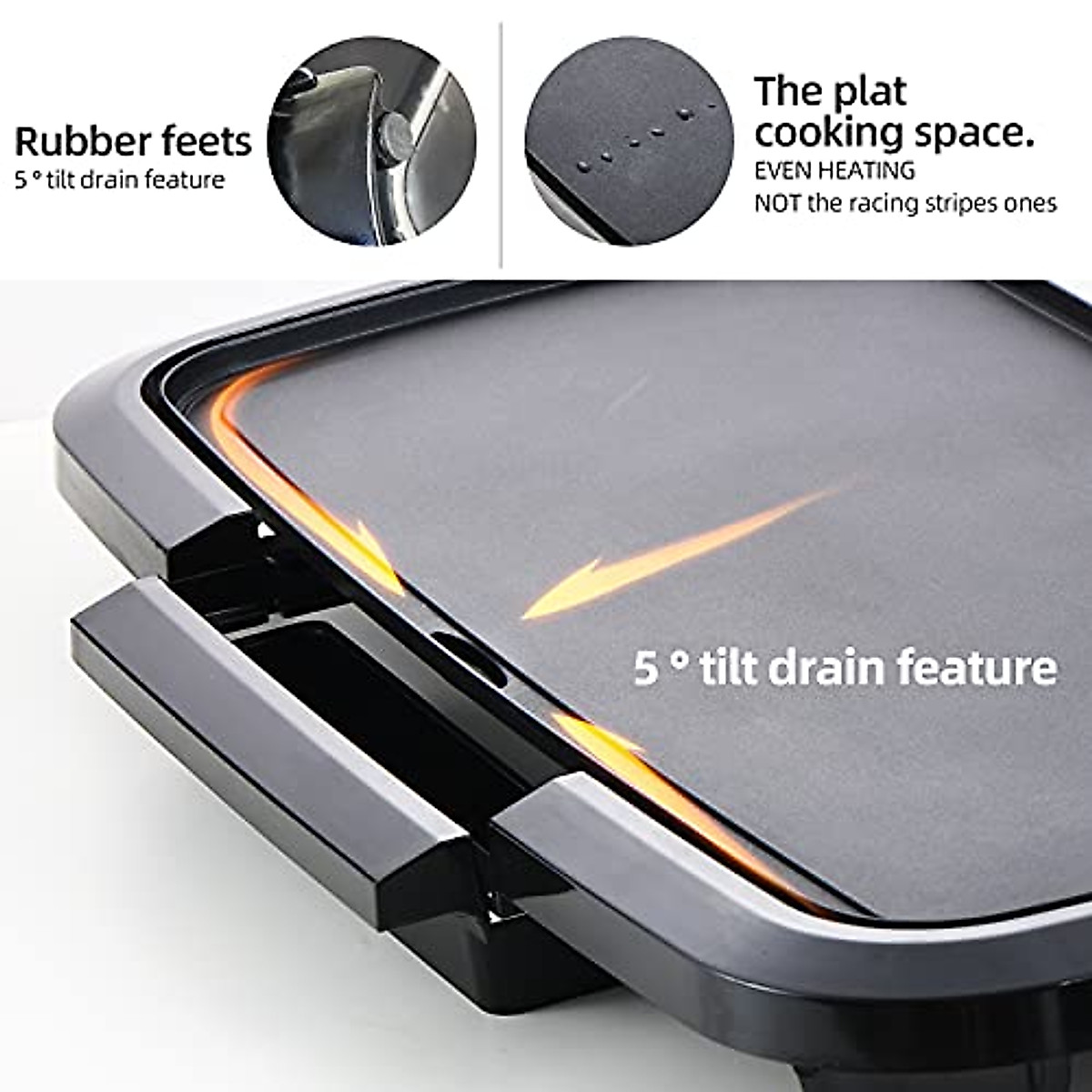 Aoran Pancake Indoor Grill Electric 22 inch Extra Large Electric Griddle ,Family sized Griddle Electric Non-stick for Pancakes,Burgers, Quesadillas,Breakfast, Lunch ,Cast Aluminum Griddle JP-001D 1600W