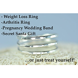 Sterling Silver adjustable wire wrap coil ring, USA Handmade, thumb ring, pregnancy ring, weight loss ring - Mu-Yin Jewelry