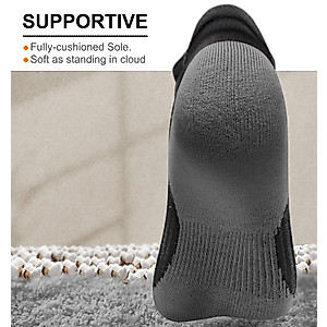 BULLIANT Running Socks Men-Athletic Ankle Wicking Socks Cushioned For Men Walking-Arch Compression Support(6Pairs,Shoes Size:Men 11-13)