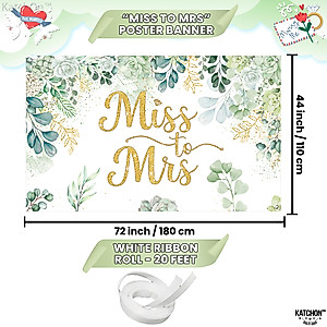 KatchOn, Green Miss to Mrs Banner - XtraLarge, 72x44 Inch | Miss to Mrs Backdrop for Green and Gold Bridal Shower Decorations | Bridal Shower Backdrop, Bachelorette Party Decorations, Miss to Mrs Sign