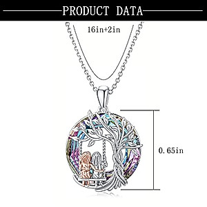 JEWENICE Sister Bestfriend Girlfriends Necklace Tree of Life with Shining Crystal Sweet Female Friendship Jewelry Gift