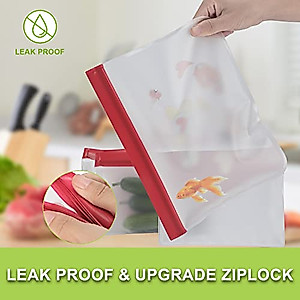 Reusable Food Storage Bags/10 Pack BPA FREE Reusable Ziploc Bags Silicone/ 4 Gallon 4 Sandwich & 2 Snack Bags, Food Grade PEVA Lunch Bags and Storage Bags for Lunch Marinate Food Travel