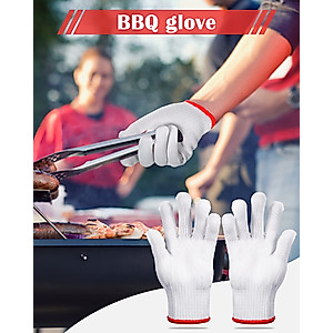 Hicarer 24 Pairs Cotton Hand Working Gloves White Cotton Liners Gloves for Safety Work Gloves Thicker Men Women Cotton BBQ Gloves(Red Edge)