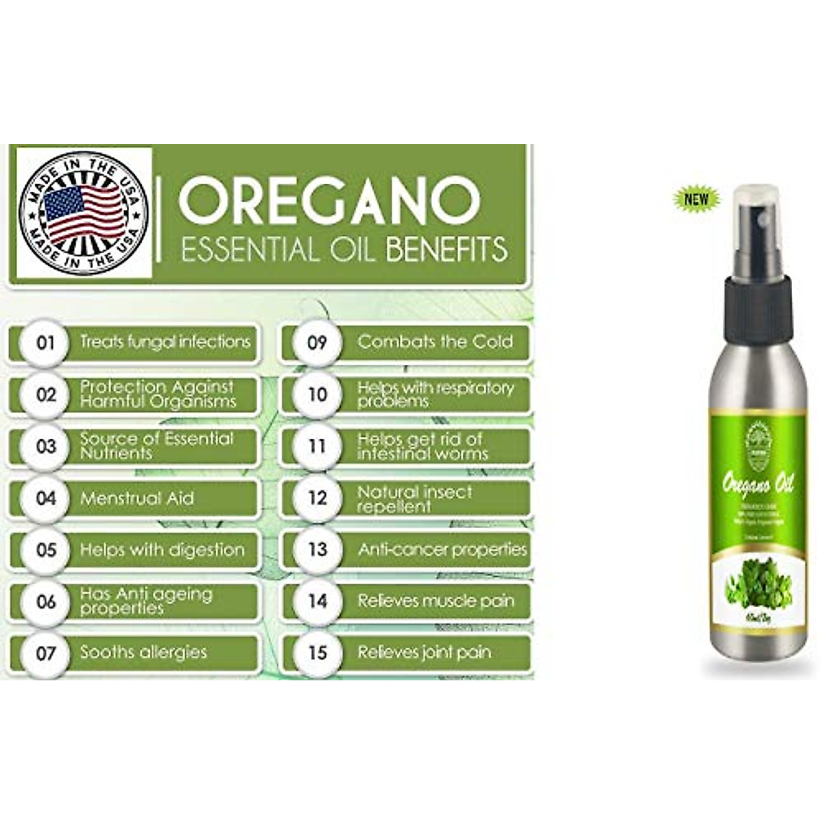 Essential Oil of Oregano - New Atomizer 2Oz Large 100% Pure Undiluted, Non GMO, Oregano Oil - Best Carvacrol