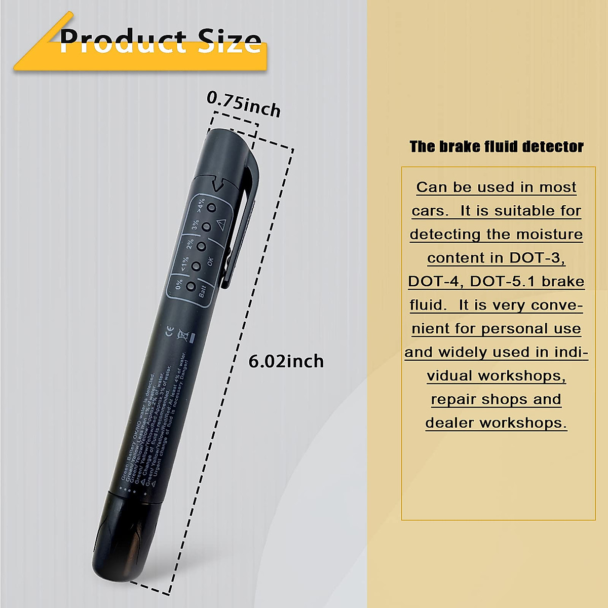 Brake Fluid Liquid Tester Pen,2PCS DOT 3 DOT 4 DOT 5.1 Brake Fluid Liquid Tester Pen, Car Diagnostic Testing Tool with 5 LED Indicators, Hydraulic Fluid Liquid Oil Moisture Analyzer