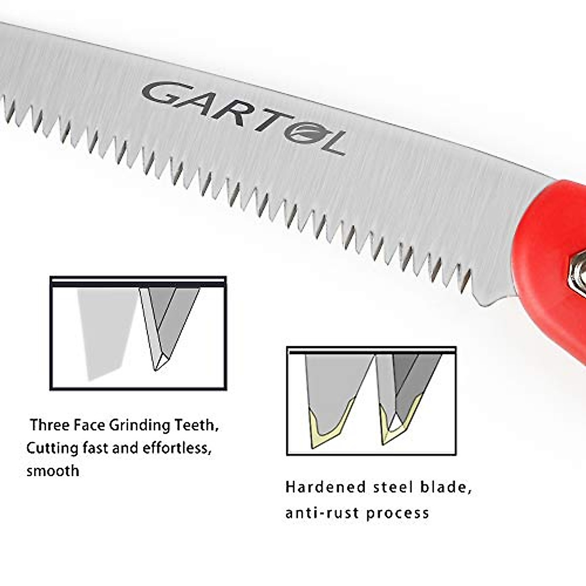 GARTOL Folding Saw 7 Inch Blade Hand Saw, Tree Pruning Saw with 3-Sides Razor Tooth for Camping Hunting DIY Woodworking, Trimming Thick Branches, PVC, Bamboo and Bone