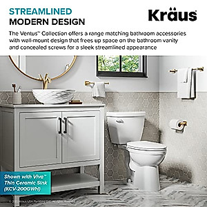 Kraus Ventus Glass Bathroom Shelf with Rail, Brushed Gold Finish, KEA-17745BG