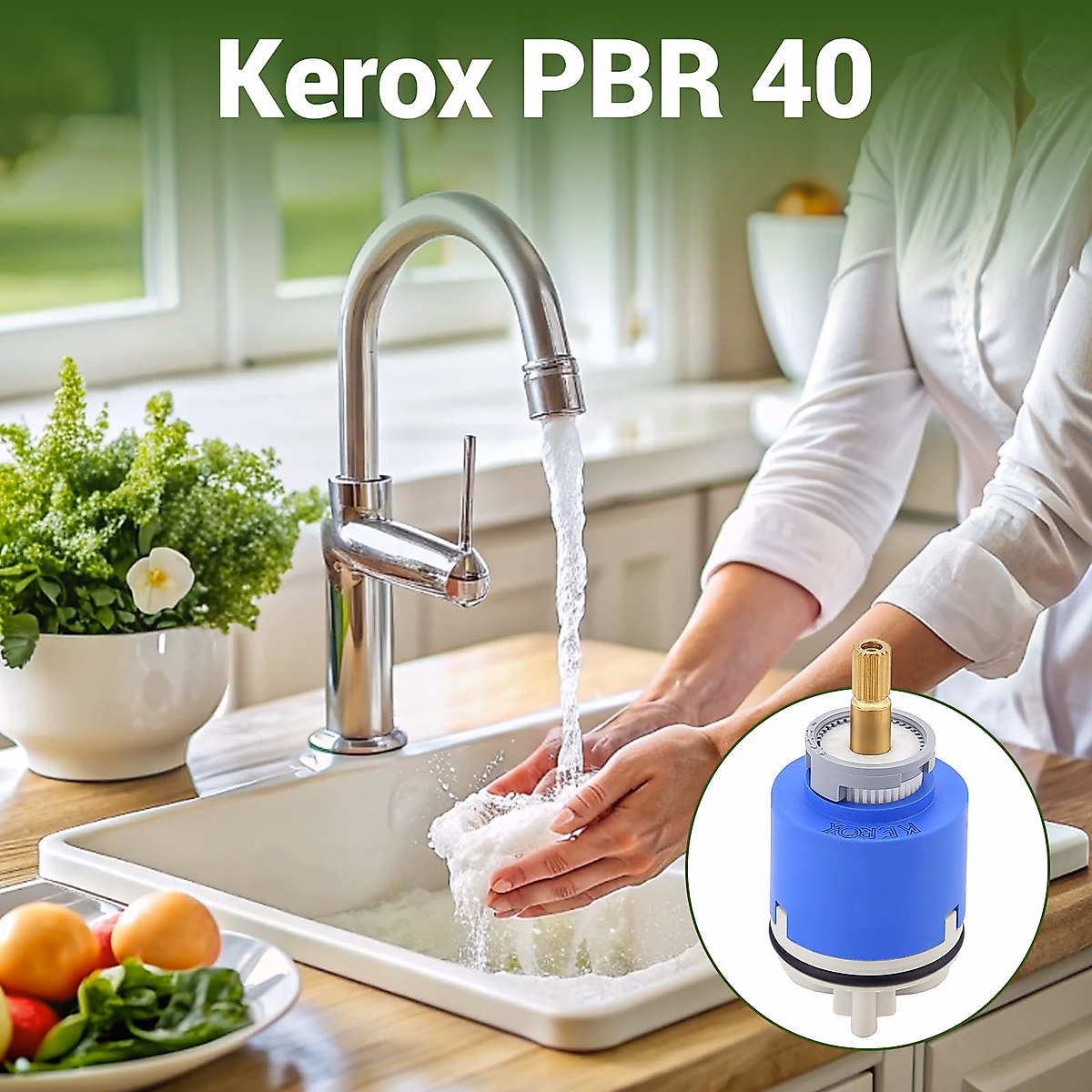 Kerox PBR 40 Faucet Cartridge, Replacement Cartridge Compatible with La Torre, Cascade & Nobili, Single Lever Shower Tub Repair, Tub Faucet Cartridges, Kitchen & Bathroom Faucet Cartridge Replacement