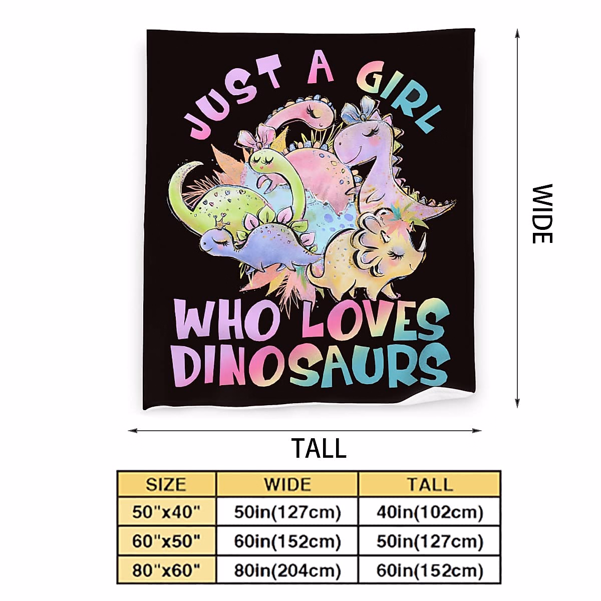 Just A Girl Who Loves Dinosaurs Blanket Cute Dinosaurs Decor Throw Blanket Gifts for Girls Super Warm Soft Plush Lightweight Fleece Flannel Blanket Winter Bedding Blanket for Kids Adults Women 40"x50"