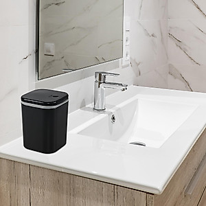Yesdate Mini Trash Can, Small Trash Can, 0.5 Gallon Mini Wastebasket Container Bin for Desk, Countertop- Black