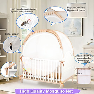 Safety Crib Tent Crib Net to Keep Baby in and Keep Baby from Climbing Out Portable Pop up Baby Tent Good for Girls Travel