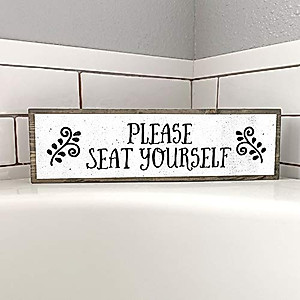 ANVEVO Please Seat Yourself - Metal Wood Sign Light – Cute & Funny Wall Bathroom Decor - Rustic Wall Art - Modern Home Décor - Farmhouse Bathroom Decorations