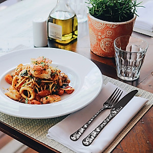 Stapava 24-Piece Black Silverware Set with Steak Knives for 4, Unique Stainless Steel Flatware Cutlery Set, Include Fork Spoon Knife Set, Mirror Polished, Dishwasher Safe Utensils