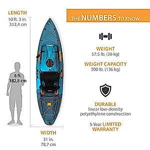 Lifetime Tamarack Pro 103 Sit-On-Top Kayak, Lightning Fusion, 10 ft. 3 in.