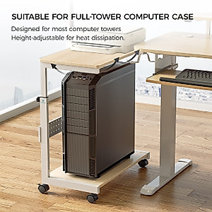 EUREKA ERGONOMIC Computer Tower Stand, Height Adjustable PC Stand,2-Tier ATX-Case CPU Holder Home Office Gaming Accessories with Rolling Wheels & Mouse Pad,Maple