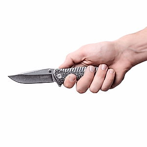 Kershaw Starter Folding Pocket Knife (1301BW); 4Cr14 Steel Blade With Black-Oxide BlackWash Finish, SpeedSafe Assisted, Single-Position Deep Carry Clip; 3.5 oz., 3.5 In. Blade, 7.9 In. Overall Length