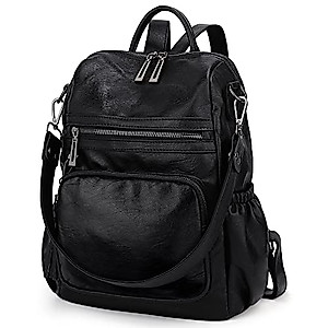 UTO Women Backpack Purse Leather Vegan Ladies Fashion Designer Rucksack Convertible Travel Shoulder Bag with Tassel Black