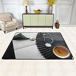Chinese Landscape Culture Rugs 3D Printed Carpet Decoration Floor Mats Rectangle Non-Slip Area Rug for Bedroom Living Room Bathroom Doormats 72"X48"