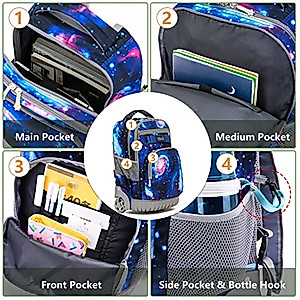 NEW TILAMI 18 Inch Rolling Backpack with Lunch Bag Wheeled Laptop Kids Backpack School Bags Trip Luggage, Deep Space