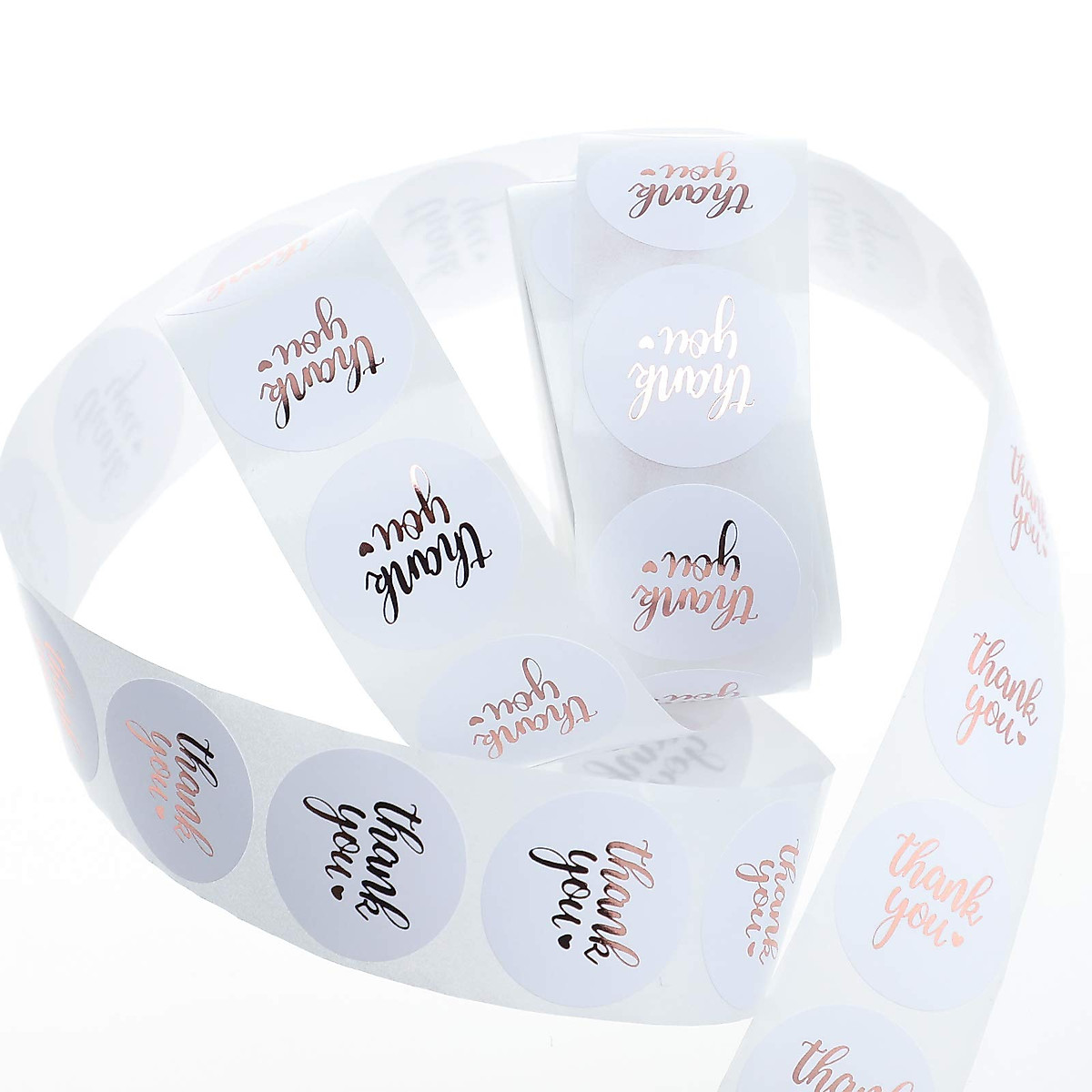 Thank You Stickers,1" Thank You Stickers, Rose Gold Foil Font Round Label for Birthdays, Weddings, Giveaways,Perfect for Small Business Gifts to Seal and Decorate