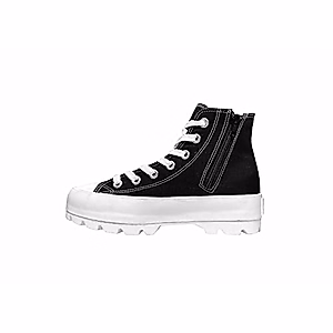 CUSHIONAIRE Women's Vespa high top Canvas Sneaker +Memory Foam and Side Zipper, Black/White 10