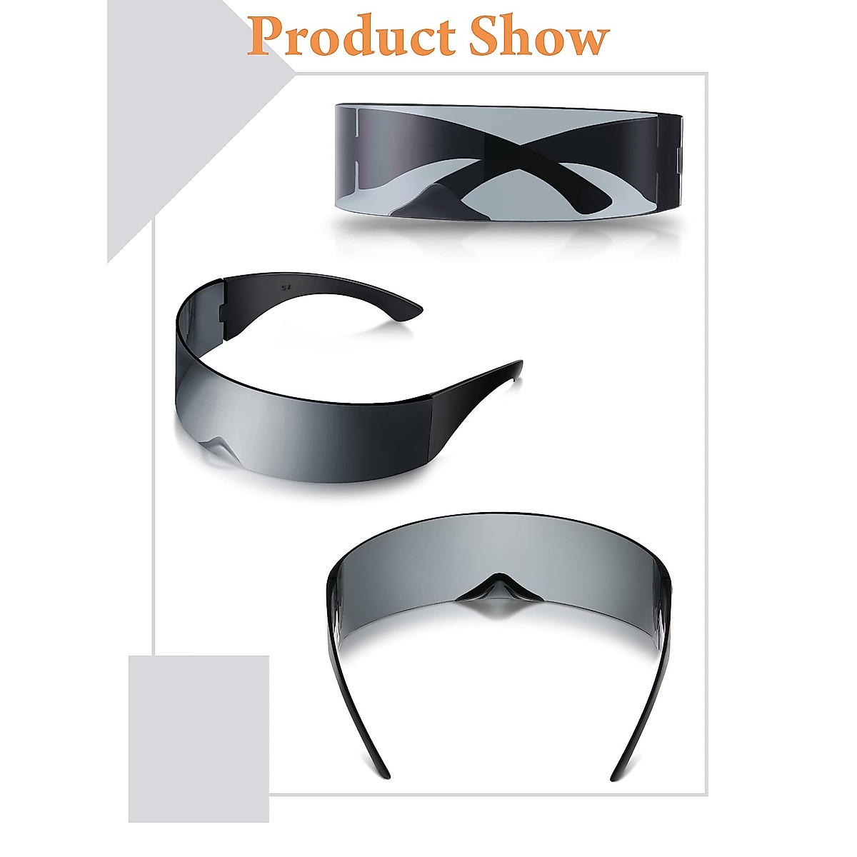 Honoson 6 Pieces 80s Futuristic Cyclops Visor Sunglasses with Semi Translucent Back to Future Inspired Costume Futuristic Wrap Visor Sun Glasses for Men Women Cyclops Futuristic Style