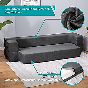 BALUS Folding Sofa Bed Queen Size, 8.6 Inch Floor Sofa Bed Couch Foldable, Memory Foam Futon Couch, Fold Out Sofa Bed Convertible Sleeper Sofa Bed for Living Room/Bedroom/Guest Room/Office