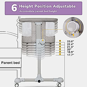 Baby Bassinets Bedside Sleeper, Bedside Crib 3 in 1 Adjustable Travel Baby Bed with Breathable Net and Mattress, Easy Folding Portable Bassinet for Baby