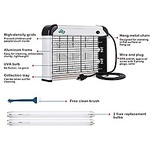 SPICA 2 Pack Insect Killer Bug Zapper Indoor, 20W Electronic Mosquito Fly Moth Wasp Pest Killer, Includes 4 Replacements UVA Light Bulbs