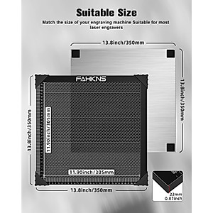 FAHKNS Honeycomb Working Table, 13.8"x13.8"x0.87" Honeycomb Laser Bed for Most Laser Engravers, for Fast Heat Dissipation and Table-Protecting with Aluminum Plate