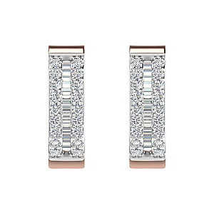 1/4 Carat Diamond Hoop & Huggies Earrings in 10K Rose Gold - IGI Certified