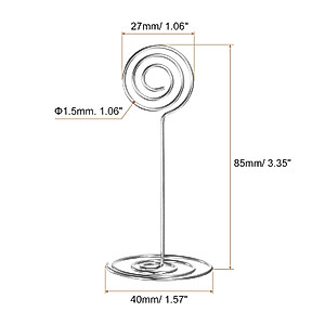 HARFINGTON 12pcs Table Number Holders 3.35 Inch 85mm Tall Circle Shape Steel Photo Holders for Centerpieces Table Place Card Holders for Wedding Reception Party Office Home, Silver Tone