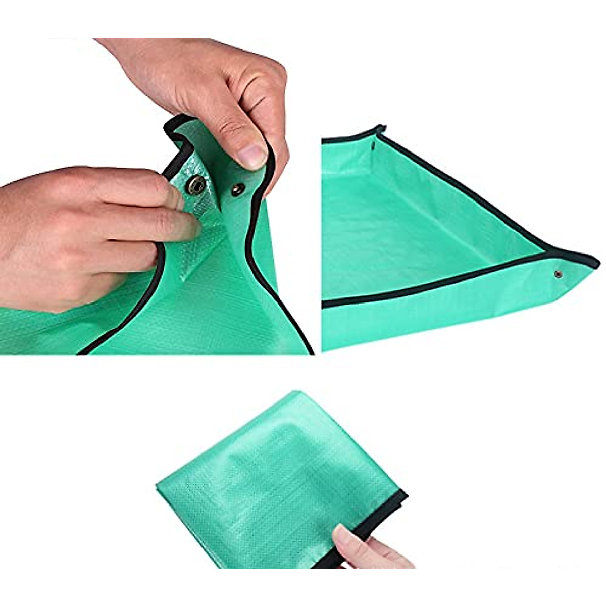 BIUWING 39.4" x 39.4" Plant Repotting Mat, Large Foldable Gardening Mat, Waterproof Transplanting Potting Mat Indoor Outdoor, with 15 Pieces Pot Hole Mesh Pads