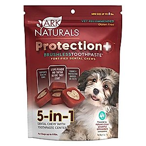 Ark Naturals Protection+ Brushless Toothpaste, Dog Dental Chews for Mini Breeds, Prevents Plaque & Tartar, Freshens Breath, 4oz, 1 Pack