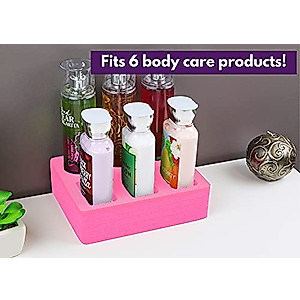 Polar Whale 2 Lotion and Body Spray Stand Organizers Tray Pink Durable Foam Washable Waterproof Insert for Home Bathroom Bedroom Office 7.5 x 6 x 2 Inches 6 Slots 2pc Pair Set