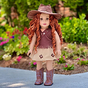 - Cowgirl - 4 Piece 18 inch Doll Outfit - Cowgirl Hat, Skirt, Top and Cowgirl Boots - (Doll Not Included)