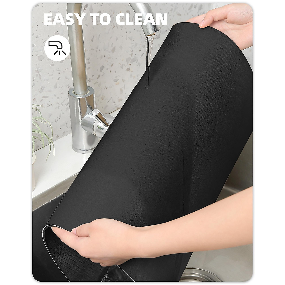 Color&Geometry Dish Drying Mats for Kitchen Counter, Dish Drying Rack Mat Strong Absorbent Water and Quick Dry , Kitchen Counter Mat Non Slip, Black Coffee Maker Mat, 16"X24"