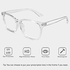 GQUEEN Fashion Glasses Non Prescription Fake Glasses for Women Men Clear Lens Square Transparent, 201582