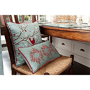 Pillow Perfect Christmas Wreaths Lumbar Pillow, 11.5" x 18.5", Blue