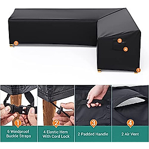 Mrrihand L-Shaped Patio Sectional Sofa Cover, Waterproof Outdoor Sectional Cover,Heavy Duty Garden Furniture Cover with Air Vent 104W*83D*31H/33.5