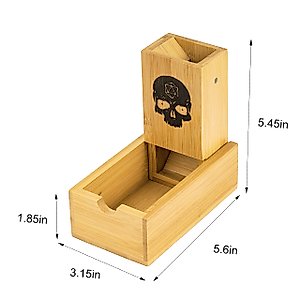 Cusdie Bamboo Dice Tower Foldable Wooden Die Roller Castle Rolling Case for Dungeons and Dragons, Board Game, D&D, RPG(Skull)