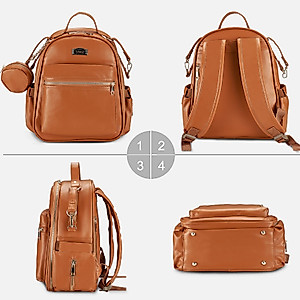 Baby Diaper Bag, Mini Leather Mom Baby Backpack Outdoor Travel Portable Mommy Bag With Diaper Pad, Pacifier Holder