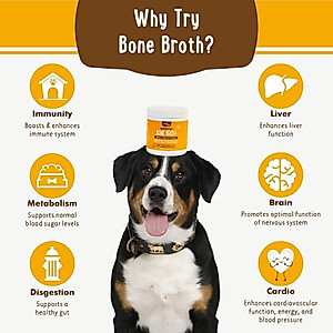 iHeartDogs Bone Broth for Dogs - Bone Broth & Mushroom Gold Powder Supplement for Immune System Support, Improved Mobility & Flexibility and Natural Detox - Turkey Tail Mushroom for Dogs
