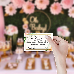 Measure Mommy's Belly Sign, Baby Shower Sign, Measure the Baby Bump How Big is Moms Belly -1 Sign and 50 Guessing Cards(11A)